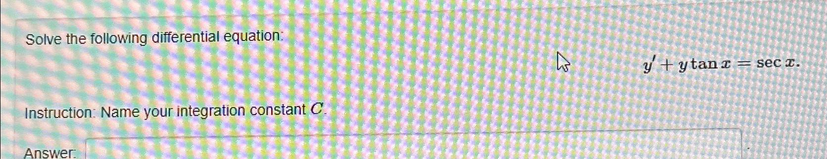 Solved Solve the following differential | Chegg.com