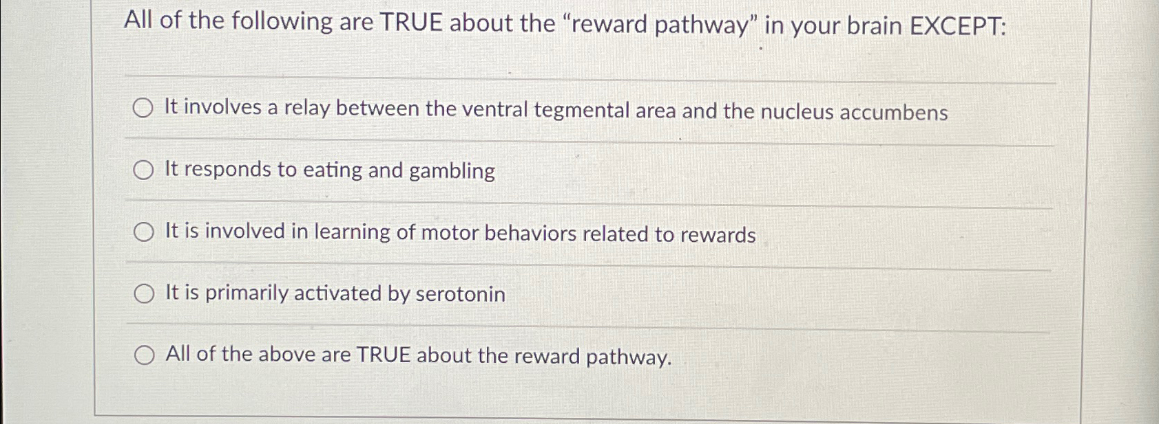 Solved All of the following are TRUE about the "reward | Chegg.com