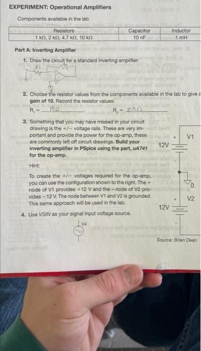 EXPERIMENT: Operational Amplifiers Components | Chegg.com