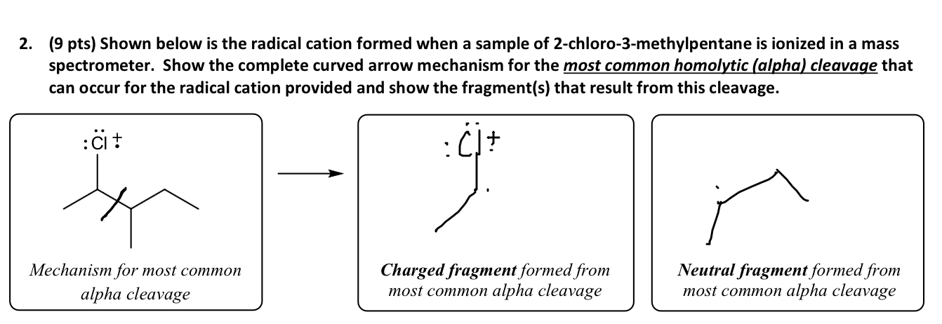 Solved ( 9 ﻿pts) ﻿Shown below is the radical cation formed | Chegg.com