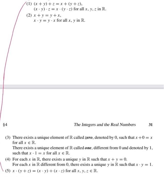Solved Prove the following "laws of algebra" for R, using | Chegg.com