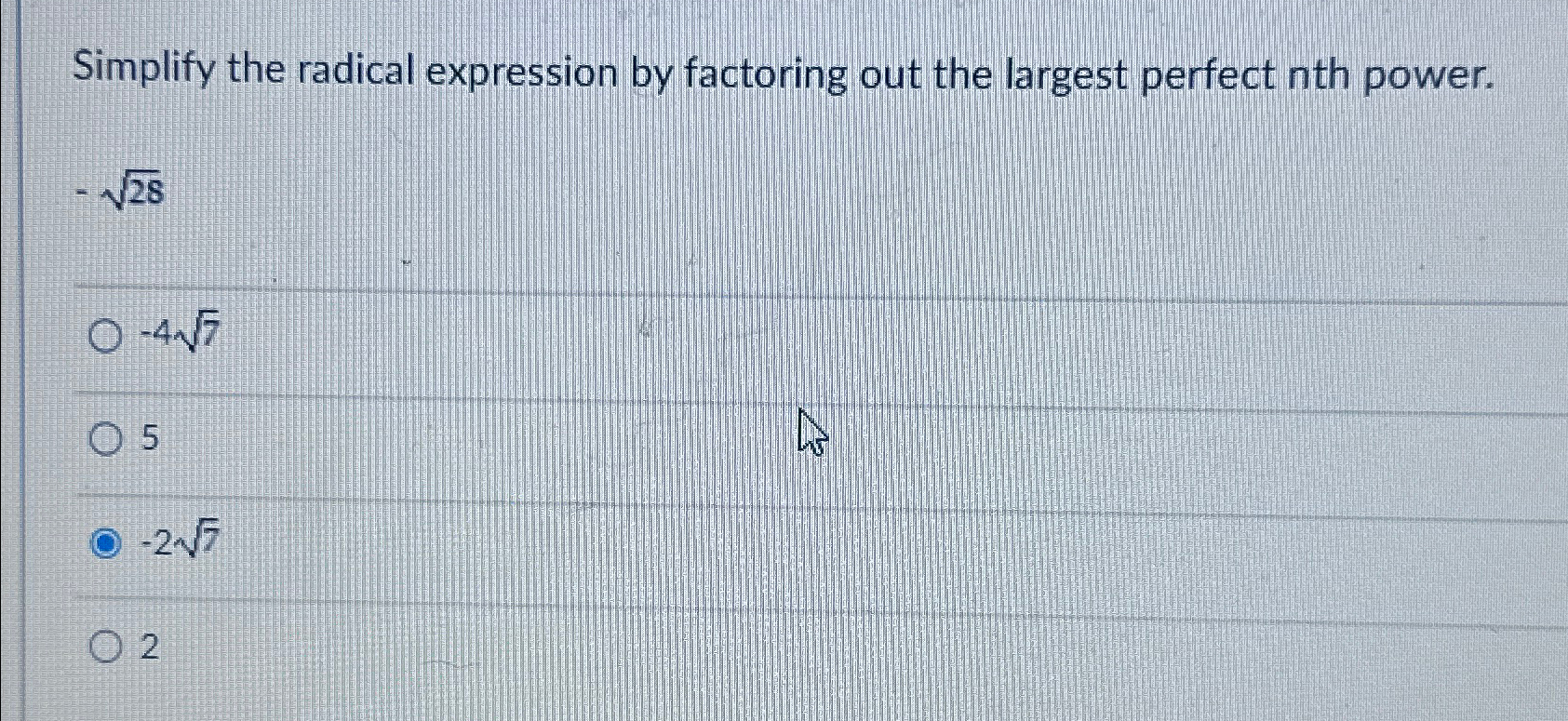 Solved Simplify the radical expression by factoring out the | Chegg.com