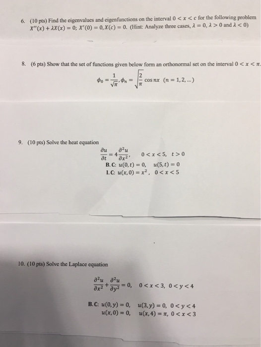 Solved 6. (10 pts) Find the eigenvalues and eigenfunctions | Chegg.com