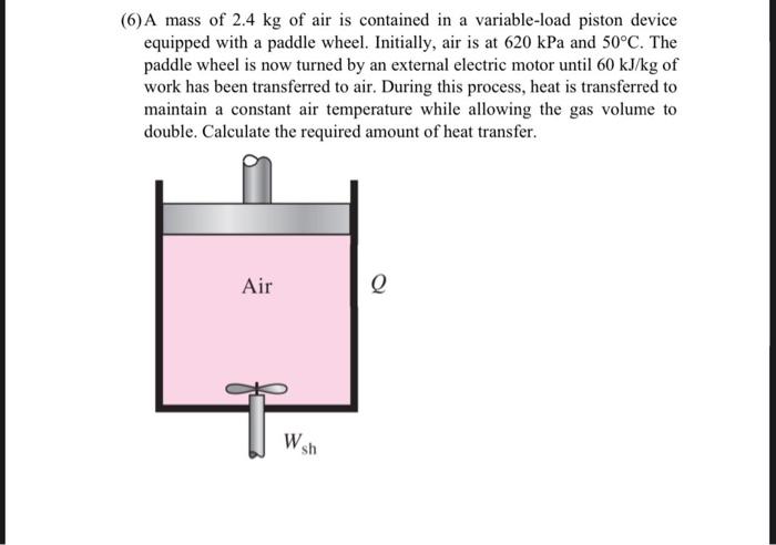 Solved A mass of 2.4 kg of air is contained in a | Chegg.com
