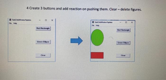 Solved 4 Create 3 buttons and add reaction on pushing them. | Chegg.com