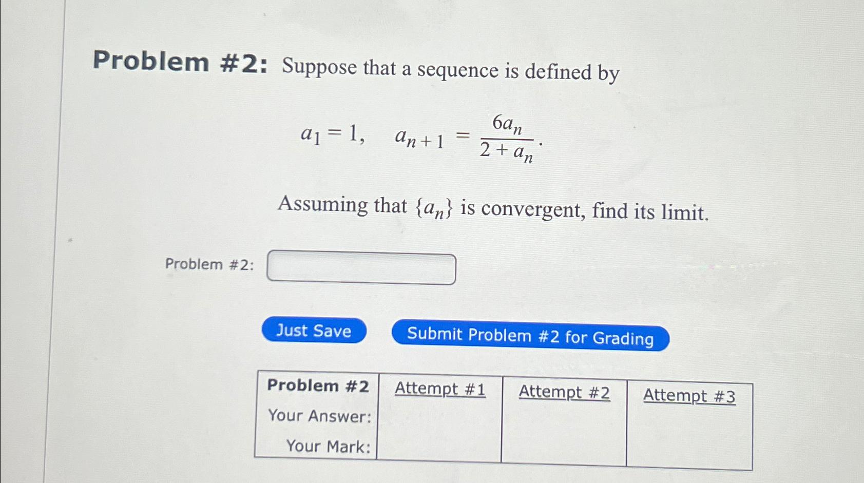 Solved Problem #2: Suppose that a sequence is defined | Chegg.com