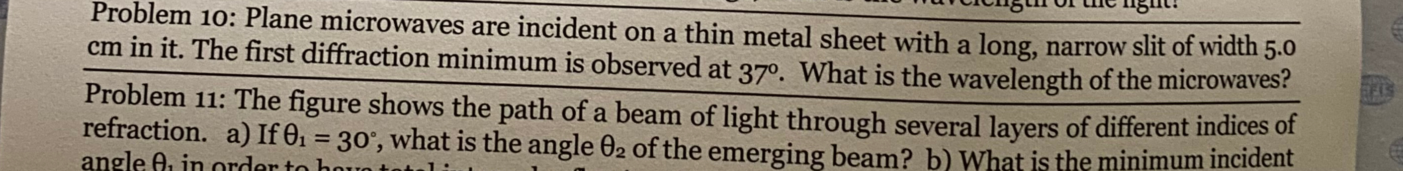 Solved Problem 10: Plane microwaves are incident on a thin | Chegg.com