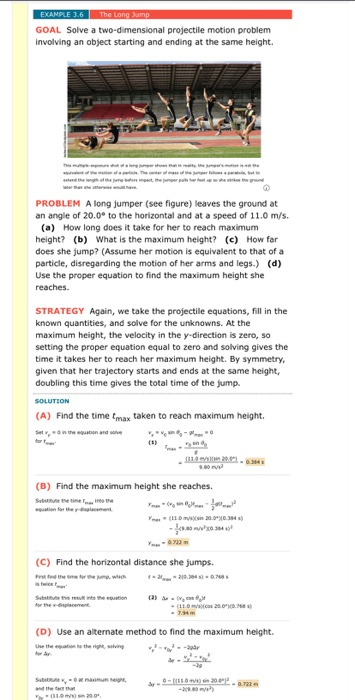 Solved EXAMPLE 3.6 The Long Jump GOAL Solve a | Chegg.com