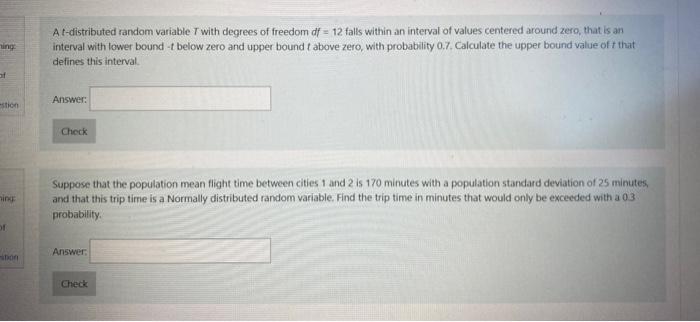 Solved A t-distributed random variable T with degrees of | Chegg.com