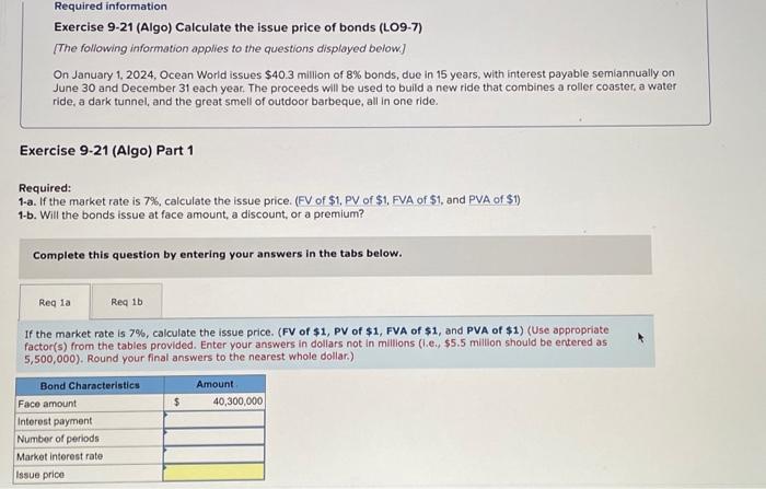 Solved Exercise 9-21 (Algo) Calculate the issue price of | Chegg.com