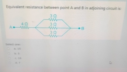 Solved Equivalent resistance between point A and B ﻿in | Chegg.com