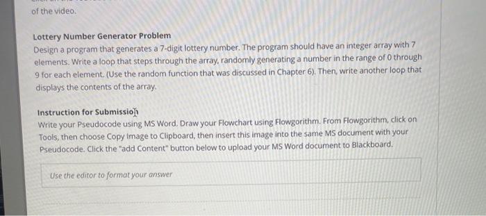Solved Lottery Number Generator Problem Design a program | Chegg.com