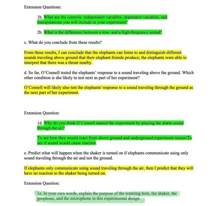 Solved Extension Questions: lb. What are the controls, | Chegg.com