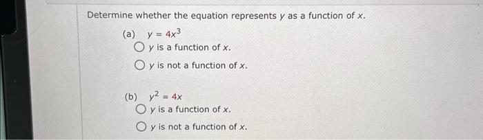 Solved Determine Whether The Equation Represents Y As A