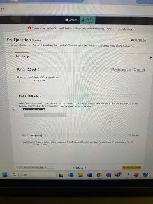 Solved 05 Question (1 point) a See page Ist attempt Part 1 | Chegg.com Solved 05 Question (1 point) a See page Ist attempt Part 1 | Chegg.com