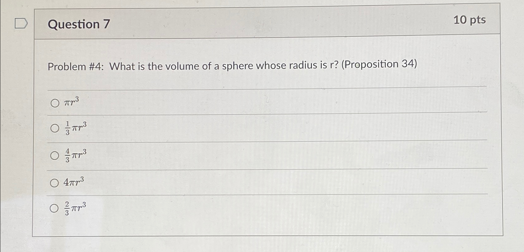 Solved Question 710 ﻿ptsProblem #4: What is the volume of a | Chegg.com
