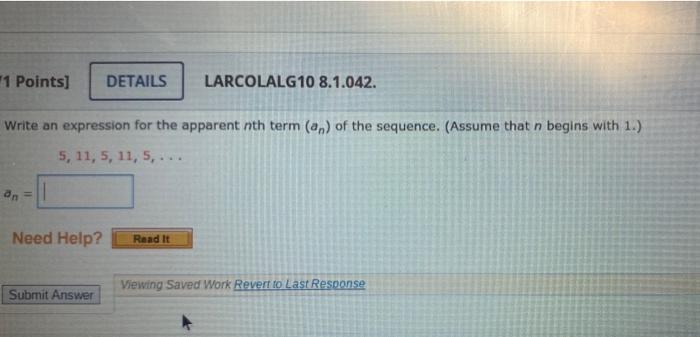 Solved 71 Points] DETAILS LARCOLALG10 8.1.042. Write an | Chegg.com