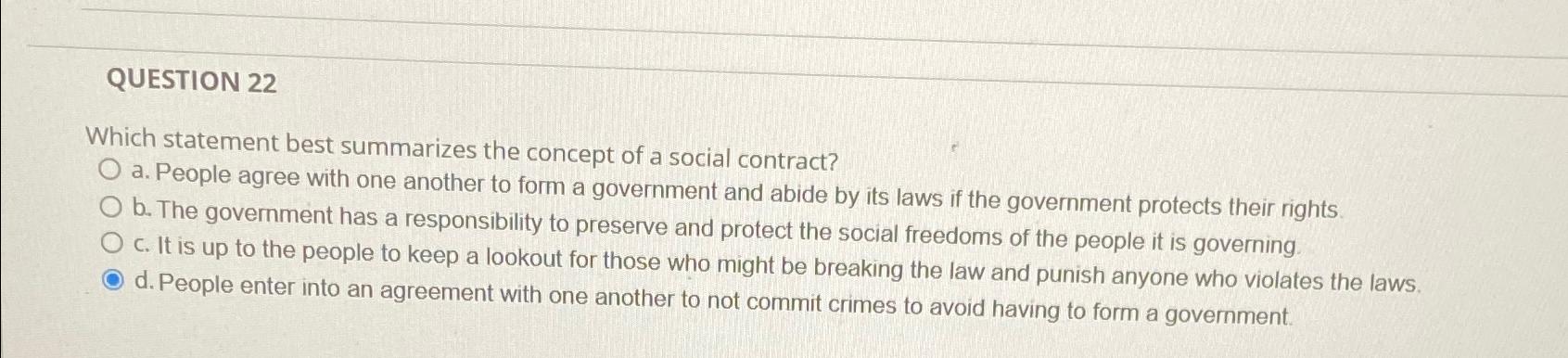 Solved QUESTION 22Which statement best summarizes the | Chegg.com