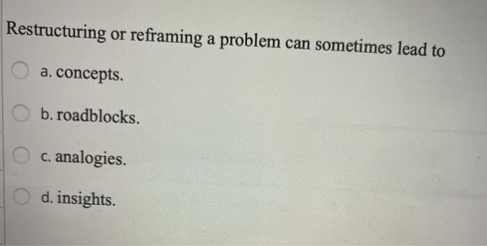 Solved Restructuring or reframing a problem can sometimes | Chegg.com