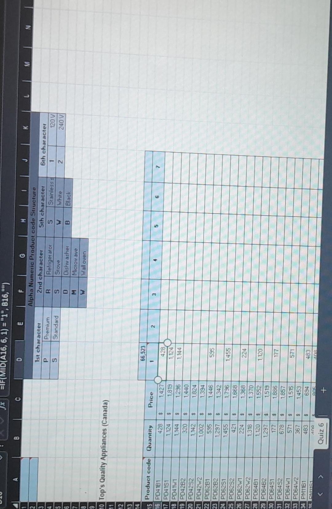 Solved In E16: Use the product code breakdown provided at | Chegg.com