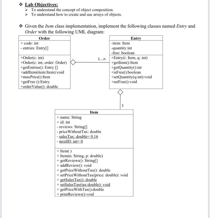 Solved * Lab Objectives: To understand the concept of object | Chegg.com