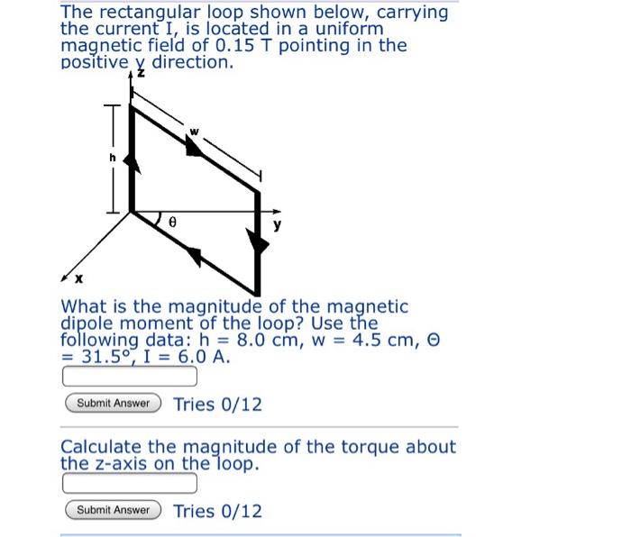 Solved The rectangular loop shown below, carrying the | Chegg.com