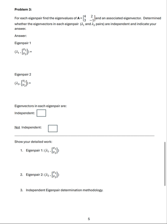 Solved Problem 3:For each eigenpair find the eigenvalues of | Chegg.com