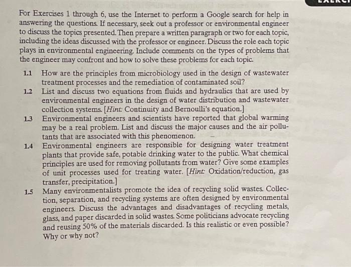 Solved For Exercises 1 through 6, use the Internet to | Chegg.com