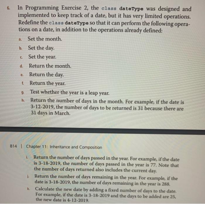 Solved 6 A C In Programming Exercise 2 The Class Datetype 