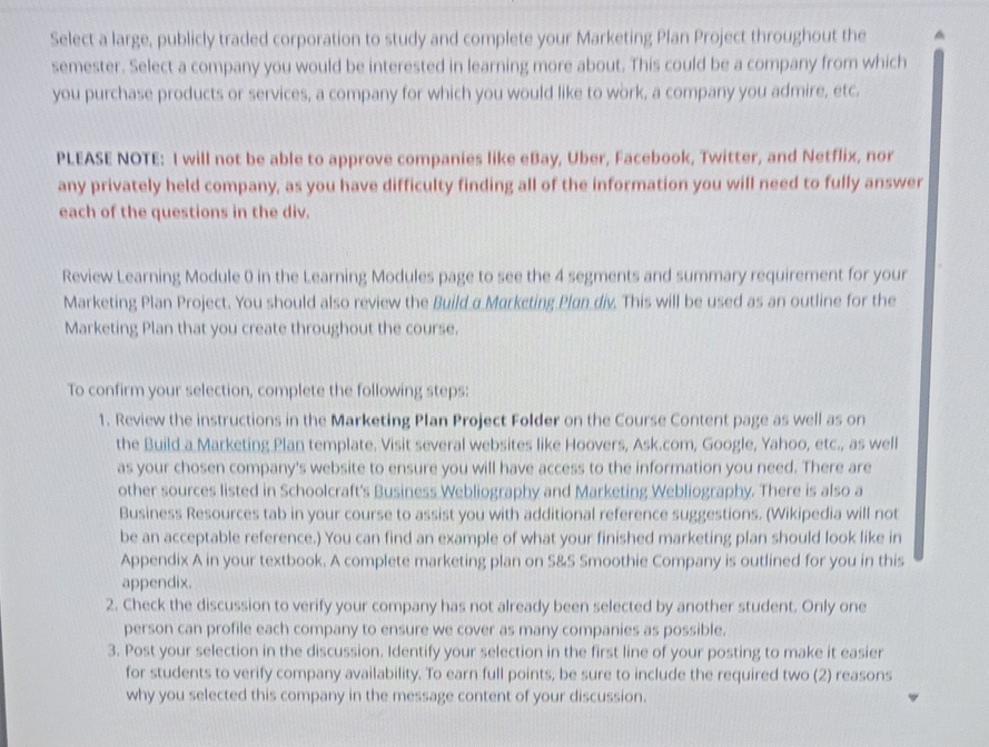 Solved Select a large, publicly traded corporation to study | Chegg.com