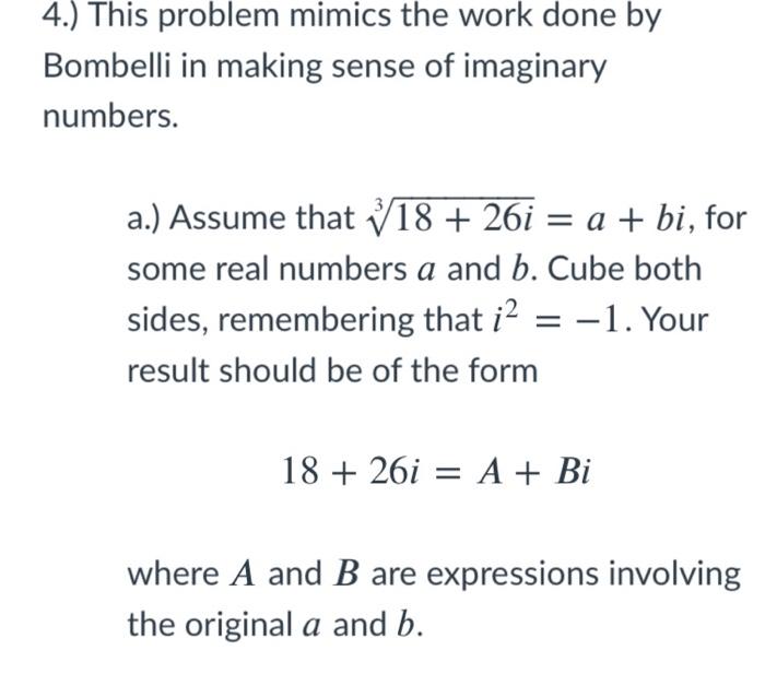 Solved 4.) This problem mimics the work done by Bombelli in | Chegg.com