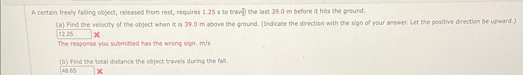 Solved A Certain Freely Falling Object Released From Rest