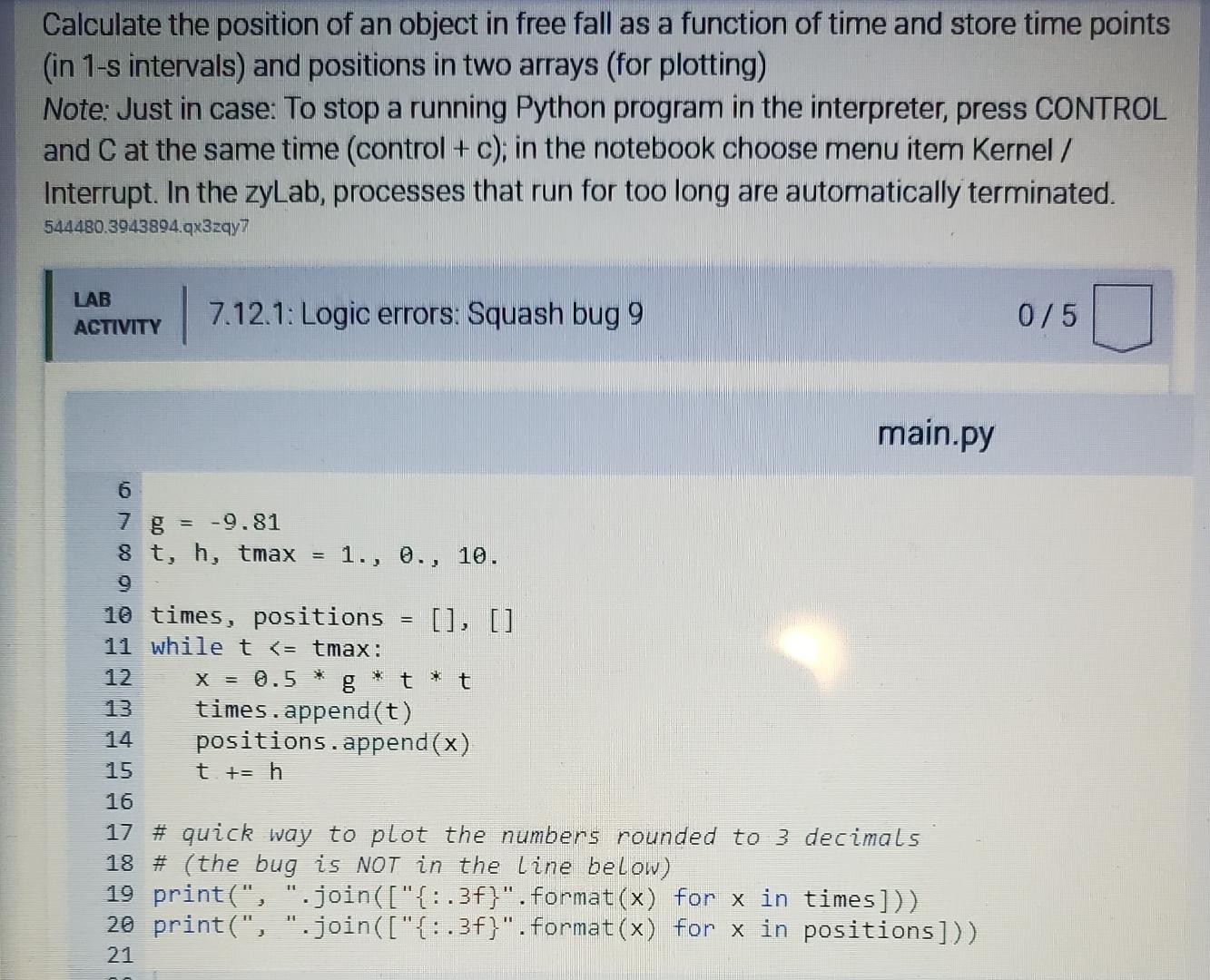 Solved Calculate the position of an object in free fall as a | Chegg.com
