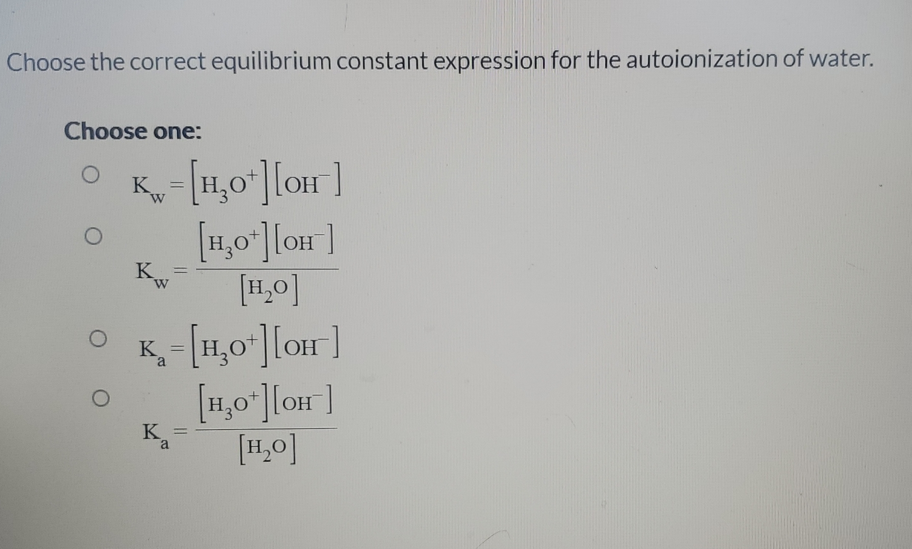 Solved Choose the correct equilibrium constant expression | Chegg.com