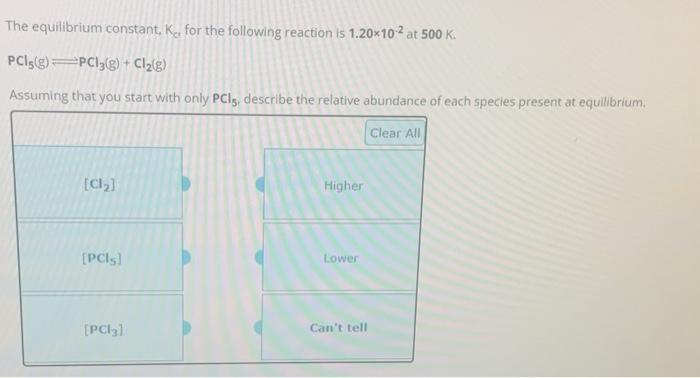 [Solved]: The equilibrium constant, Kc, for the following r