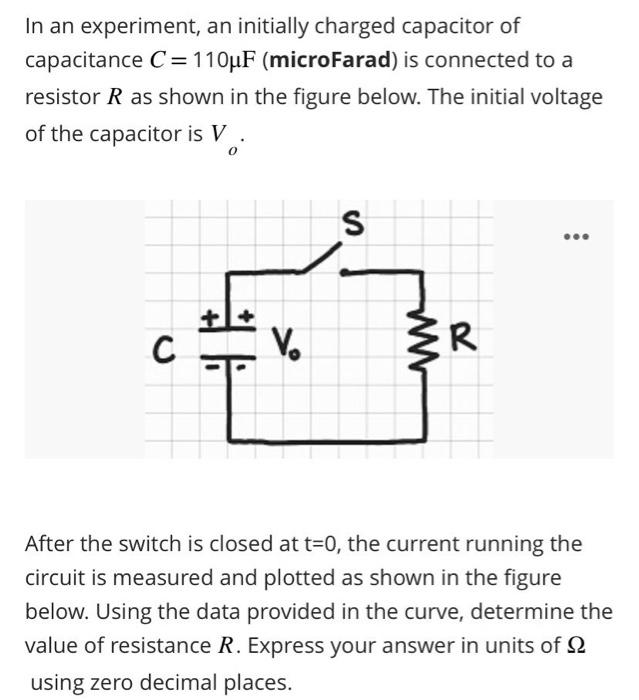 Solved In an experiment, an initially charged capacitor of | Chegg.com