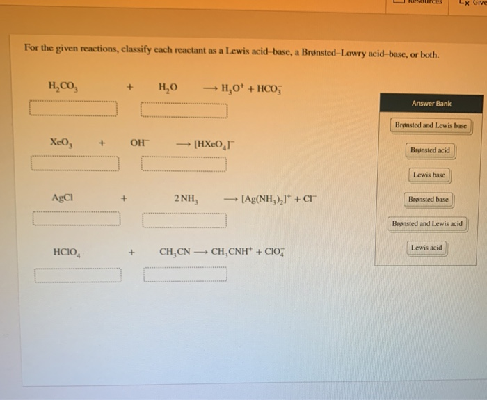 Solved X GIVE For the given reactions, classify cach | Chegg.com