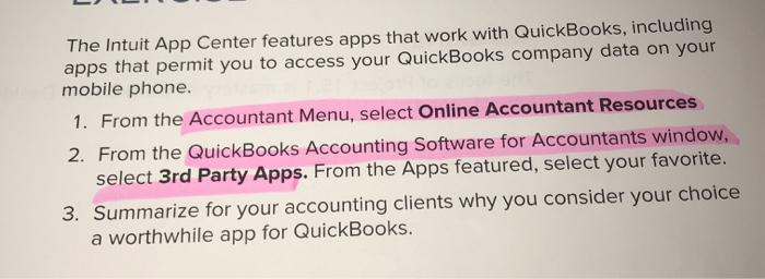 The Intuit App Center features apps that work with | Chegg.com