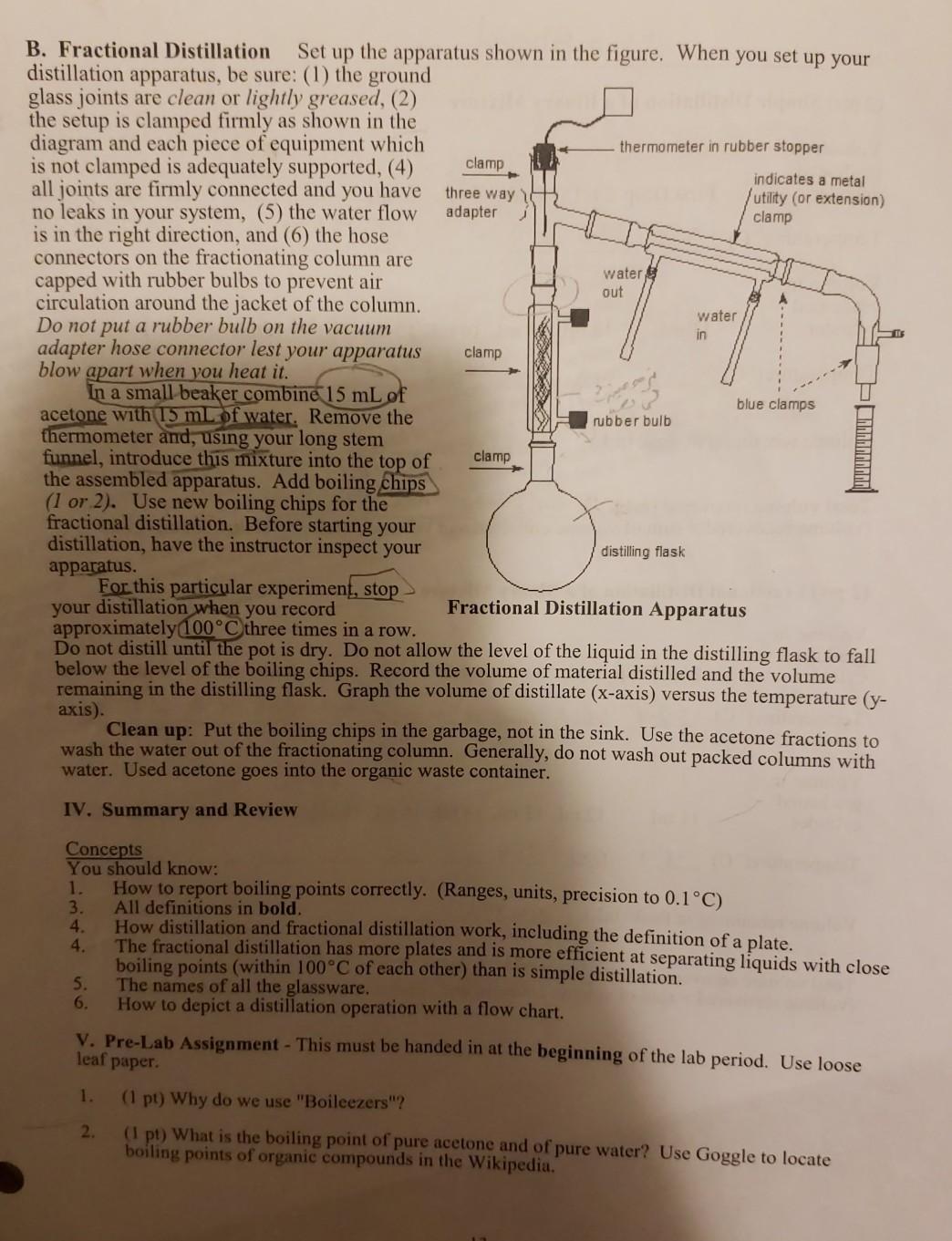 Solved you have three way in B. Fractional Distillation Set | Chegg.com