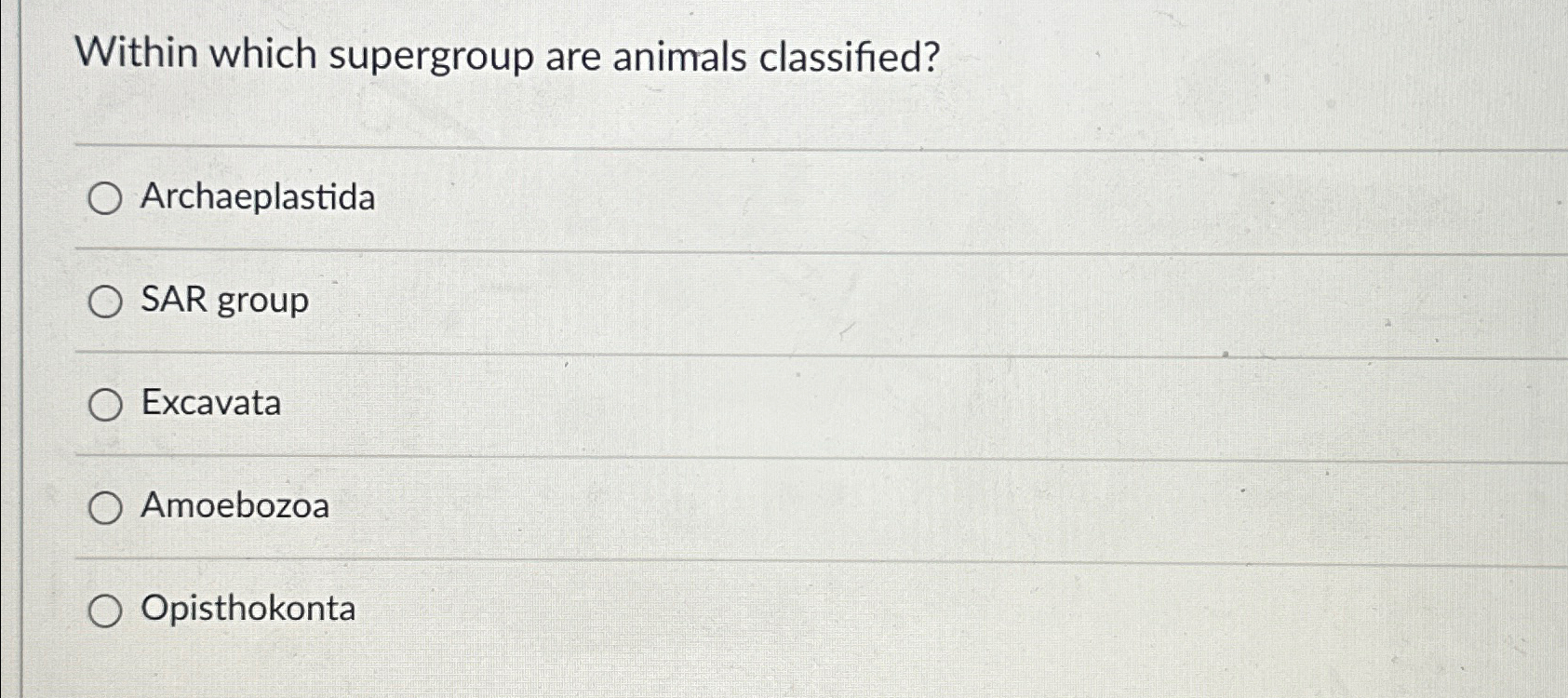 Solved Within which supergroup are animals | Chegg.com