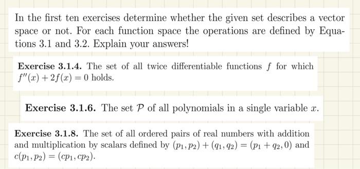 Solved In the first ten exercises determine whether the | Chegg.com
