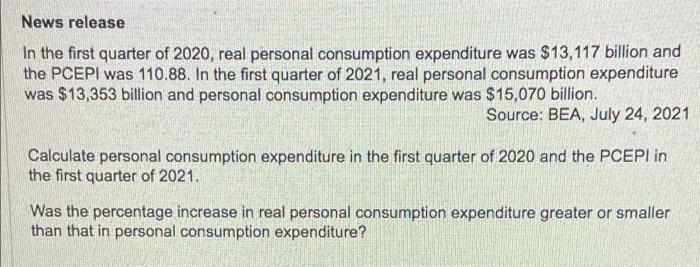 Solved In the first quarter of 2020 , real personal | Chegg.com