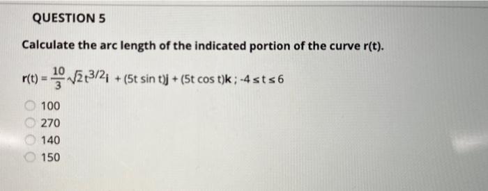 Solved Calculate the arc length of the indicated portion of | Chegg.com