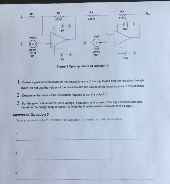 Solved R1 R4 R2 R3 V 22k 22kQ 110 HR HH 12V 12V Vin1 Vin2 2 | Chegg.com