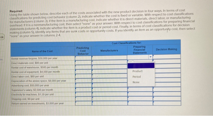Solved 1 Exercise 1-14 Cost Classification (L01-2, L01-3, | Chegg.com