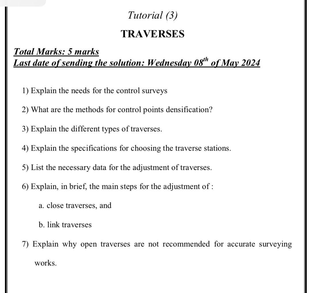 Solved Tutorial (3)TRAVERSESTotal Marks: 5 ﻿marksLast date | Chegg.com