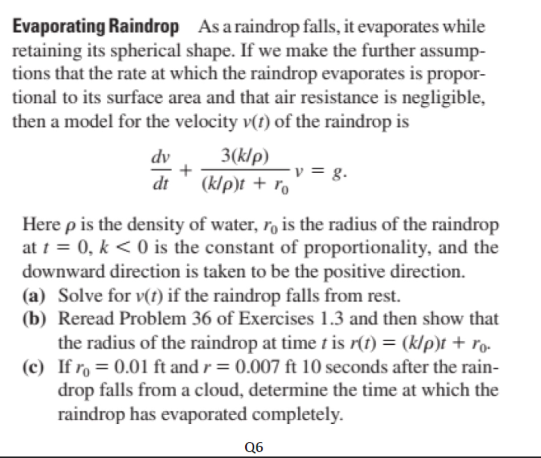 Evaporating Raindrop As a raindrop falls, it | Chegg.com Evaporating Raindrop As a raindrop falls, it | Chegg.com