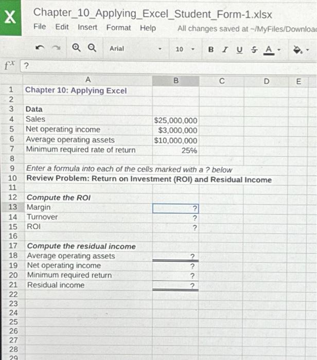 Solved Chapter_10_Applying_Excel_Student_Form-1.xIsx File | Chegg.com
