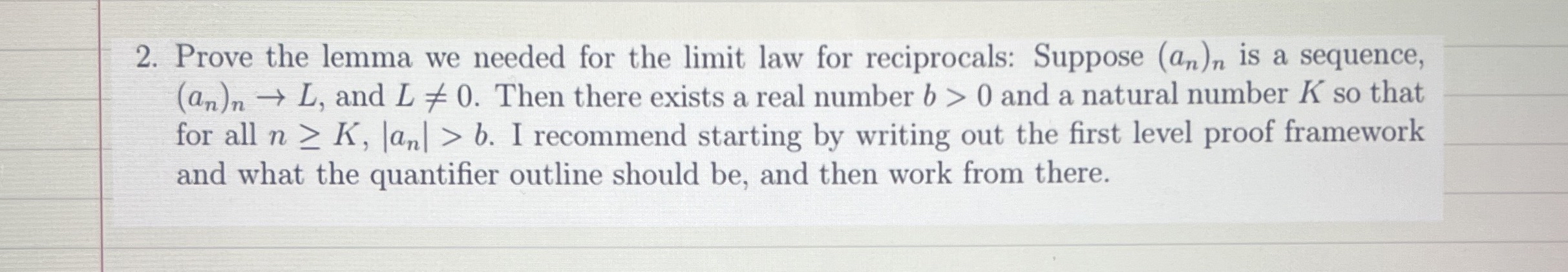 Solved Prove the lemma we needed for the limit law for | Chegg.com
