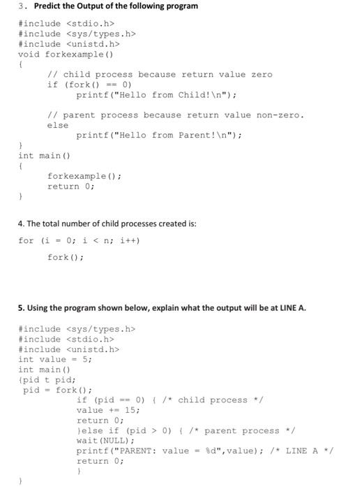 Solved Process Creation Exercises Due to Saturday, oct 9 ID: | Chegg.com